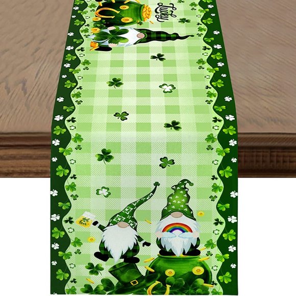 Handmade | Accents | New 3x9 St Patricks Day Table Runner Gnomes Spring ...